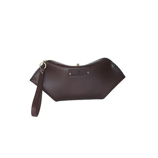 Handmade Dark Brown Shell Leaf Leather Clutch Bag – SETOR LORD ATTIVOR